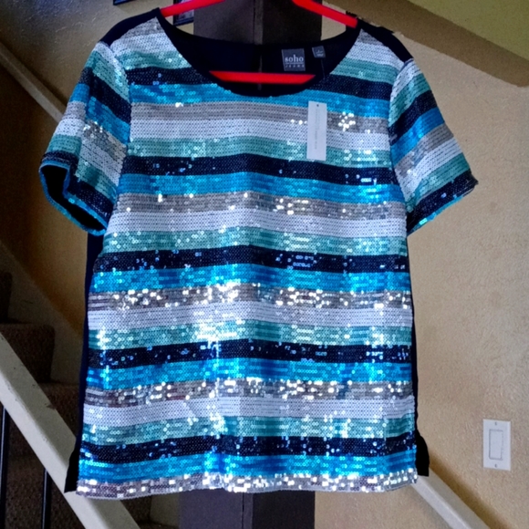 Soho | Tops | Soho New York Company Jeans Sequin Striped Top | Poshmark